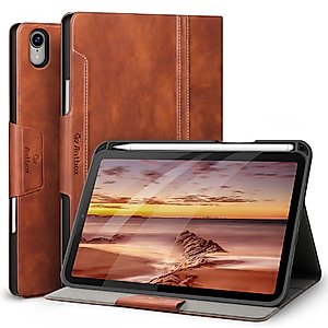 Antbox Case for iPad Mini 7 A17 Pro Case, iPad Mini 7th/6th Generation Case (2024/2021) with Pencil Holder Vegan Leather Smart Cover with Auto Sleep/Wake Stand Function