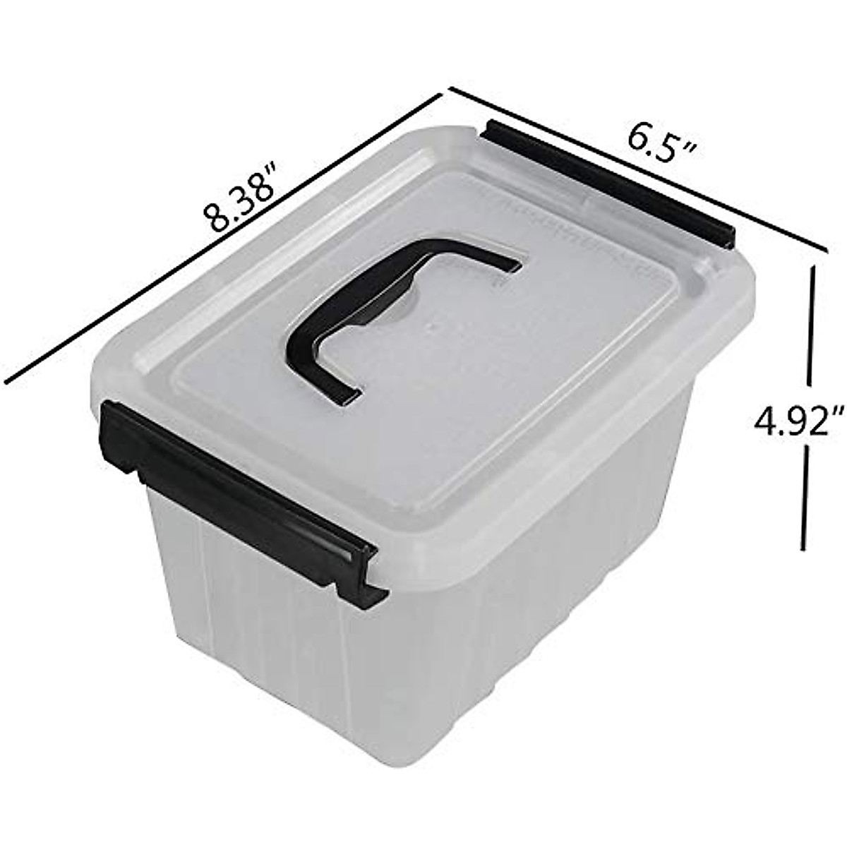 Anbers 3 Quart Small Clear Storage Box with Lid, Set of 6