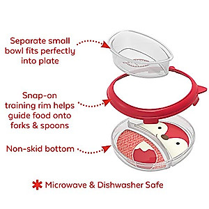 Skip Hop Non-Slip Baby Plate, Zoo Smart Serve Self-Feeding Training Set, Fox