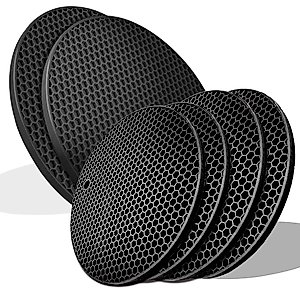 6 Packs Silicone Trivet Mats, Silicone Hot Pads Flexible Heat Pot Holders for Kitchen Potholders, Hot Dishers, Jar Opener, Spoon Holder, Food Grade Silicone & BPA Free
