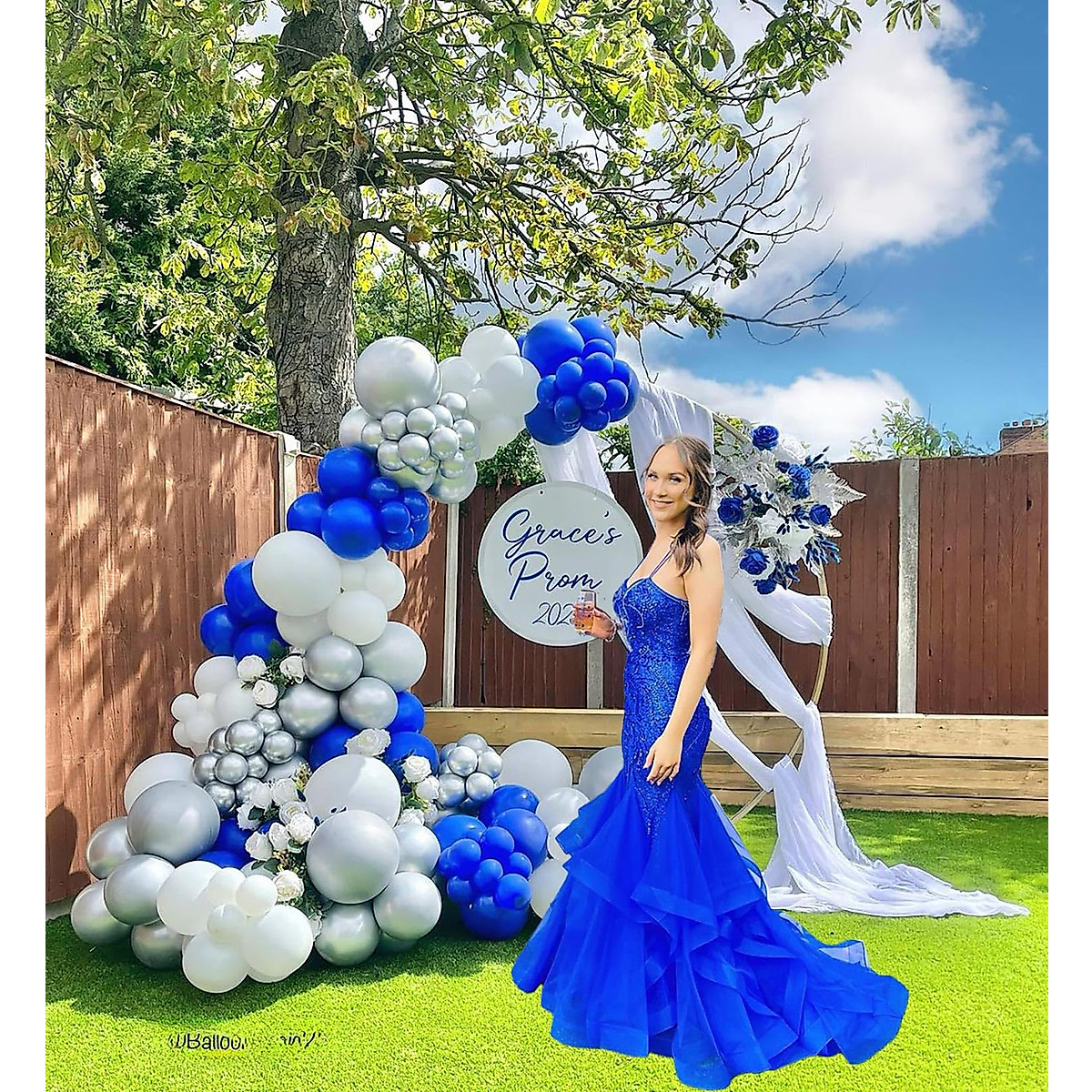 FROUFING Winter silver Royal blue and white balloon Garland Arch Kit 143Pcs balloons for Wedding prince Baby shower for Boy Men's 21st birthday decorations Graduation Ceremony supplies