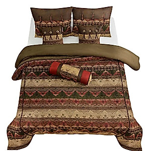 Paseo Road by HiEnd Accents | Sierra 7 Piece Comforter Set, Super Queen, Faux Suede Western Rustic Cabin Lodge Luxury Bedding Set, 1 Comforter, 1 Bedskirt, 2 Pillow Shams, 2 Accent Pillows, 1 Neckroll
