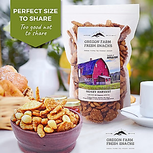 Oregon Farm Fresh Snacks Honey Roasted Nuts and Crackers Mix - Locally Made Honey Roasted Sesame Sticks and Nuts Mix - Enjoy The Perfect Mix of Sweet & Salty - Honey Roasted Mixed Nuts (16oz)