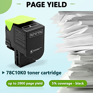 78C10K0 Toner Cartridge Compatible with lexmark CS421 CX421 CS421DN CS521 CX521 CS521DN CS522 CX522 CS522DE CS622 CX622 CS622DE CX622ADE CX625 CX625DE CX625ADHE Printer, 2000 Page Yield - Black