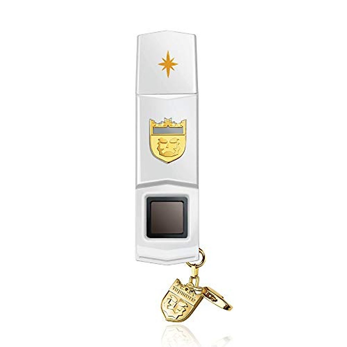 TOPMORE Phecda Fingerprint Recognition USB3.0 Flash Drive Fingerprint ID Security Flash Disk Biometric Fingerprint Reader Memory Stick (16GB, White & Gold)