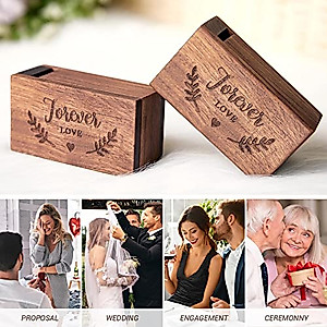 AW BRIDAL Ring Bearer Box Wedding Ring Box Walnut Wood Engagement Ring Box Jewelry Organizer Gift Box for Christmas Wedding Ceremony Proposal