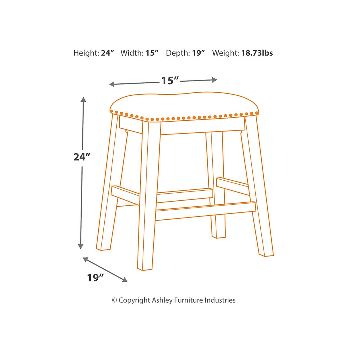 Signature Design by Ashley Caitbrook Rustic 24.4" Counter Height Upholstered Barstool, 2 Count, Gray