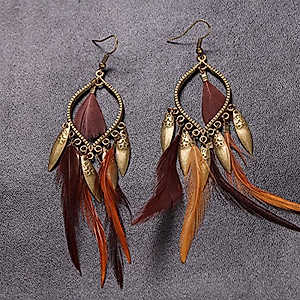 FXmimior Fashion Women Vintage Bohe Feather Earrings for Christmas Xmas Jewelry Women