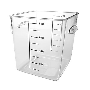 Rubbermaid Commercial Products Space Saving Food Storage Container, 8-Quart, Clear,-40 F to 121 F Temperature Range, Best use for Restaurant Kitchens/Wet and Dry Food/Meats/Pasta ,Lid not included