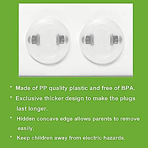 PandaEar Outlet Plug Covers(52 Pack) Clear Child Proof Electrical Protector Safety Caps with Adult Easy Release Concave Design
