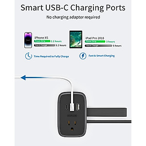 Travel Power Strip with USB C Port, NTONPOWER Small Power Strip with Flat Plug,Multi Plug Travel Extension Cord Portable Power Strip with 2 Outlets 3 USB (1 USB C), for Cruise Travel Home Essentials