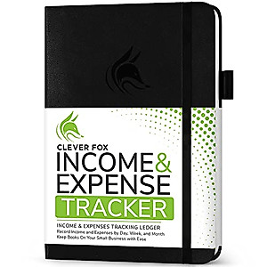 Clever Fox Income & Expense Tracker – Accounting & Bookkeeping Ledger Book for Small Business – Income & Expense Record Notebook with Receipt Pocket – Undated, A5, 5.8″ x 8.3″, Hardcover (Black)