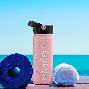 Be Burgundy Kids Water Bottle, Personalized Water Bottle with Straw Lid & Engraved Name - 18 Oz - 20 Icons, 20 Font, 8 Colors - Teen Girl Gifts, Gifts for Girlfriend, Personalized Gifts for Women