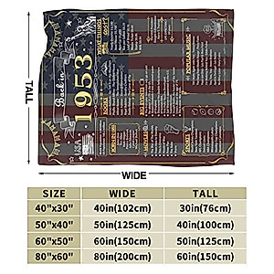 Spanoous 70th Birthday Gifts for Men,1953 Birthday Gifts for Men,70th Anniversary Blanket,70th Birthday Blanket for Men,70th Wedding, Back in 1953 Blankets Gold 80x60