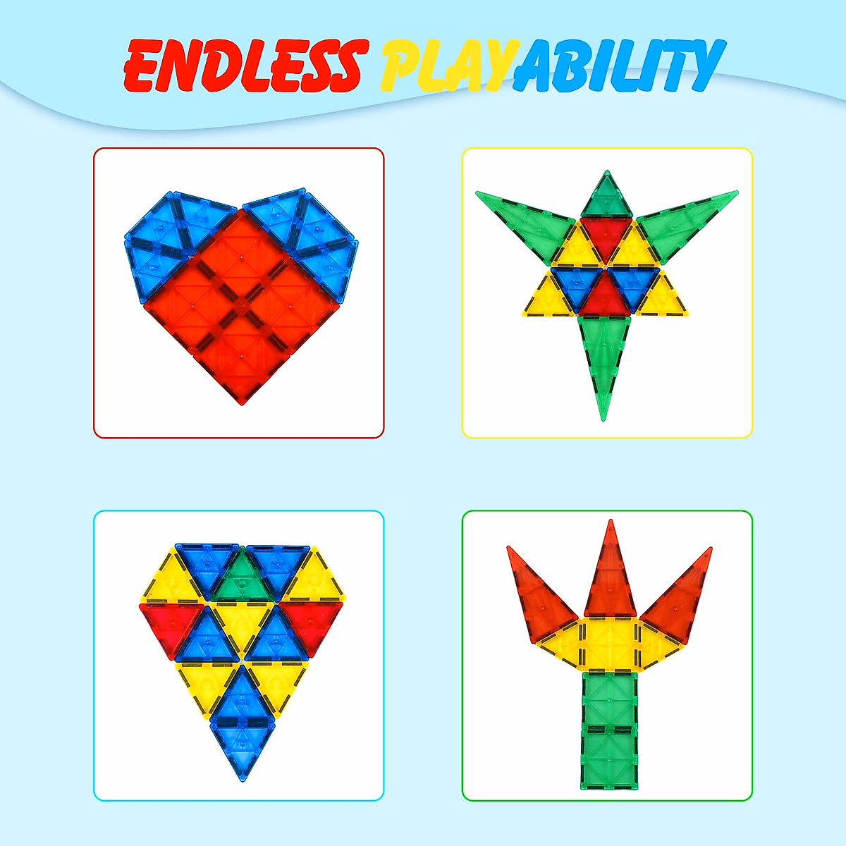 Gemmicc Magnetic Tiles, Magnet Toys Building Blocks for Kids, STEM Approved Educational Toys, Starter Set Magnet Puzzles Stacking Blocks,Sensory Montessori Toys for Boys Girls