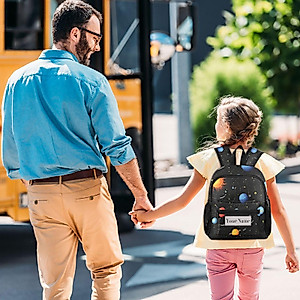 Custom Universe Solar System Kids Backpack for Girls Boys, Space Planets Toddler Casual Daypack Backpacks, Personalized with Kid's Name Preschool School Bag, Children Travel Bookbag with Chest Strap