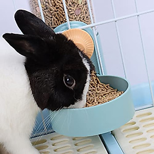 RUBYHOME Rabbit Hanging Automatic Food Dispenser, Small Animals Food Hanging Bowl for Crates & Cages Hanging Pet Cage Feeder for Cats Ferrets Rabbit Guinea Pigs