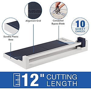 Swingline Paper Cutter, 12" Cut Length, 10 Sheet Capacity, ClassicCut 1210P (G7010008)