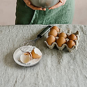 LotFancy Spoon Rest, Ceramic Spoon Holder for Kitchen Counter, Spatula Holder for Stove Top, Large Utensil Rest for Ladle, Teaspoon, 5.2Inch, White（Stir things up)