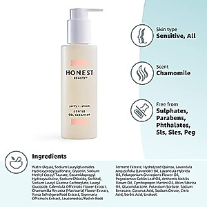 Honest Beauty Gentle Gel Cleanser with Chamomile & Calendula Extracts, Sulfate Free, Paraben Free, 5.0 Fl Oz