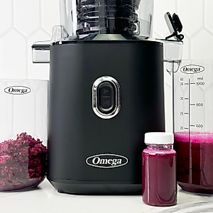 Omega Cold Press Juicer Slow Masticating for Vegetable and Fruit Juice Time Saving Series for Batch Juicing with Extra Large Hopper for Less Prep, 150-Watts, Black