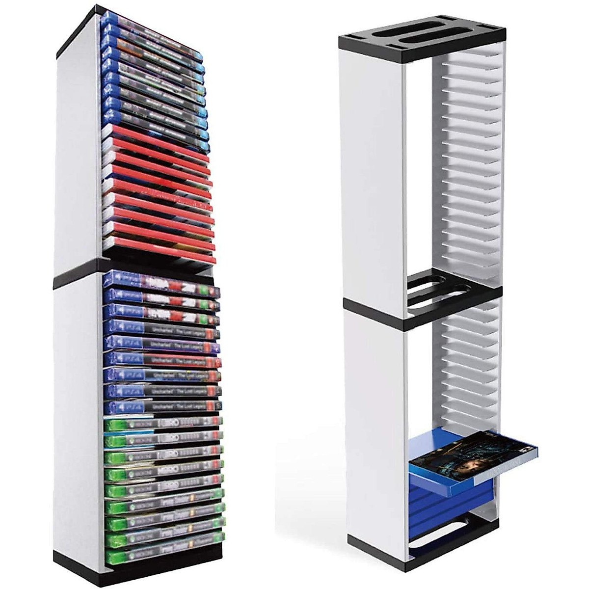 Games Storage Tower, Video Game Storage, Video Game Organizers and Storage for PS4, PS5, Xbox Series X, Nintendo Switch, 36 Game/DVD Rack