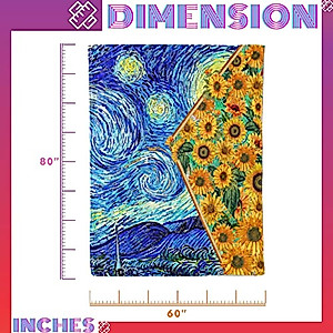 SUPRBOAT Sunflower Van Gogh Blanket, Farmhouse Fall Throw Blanket Starry Night Van Gogh Blanket, Throw Blanket for Couch Sofa Chair Bed Home Decoration (Sunflower, 80" L x 60" W)