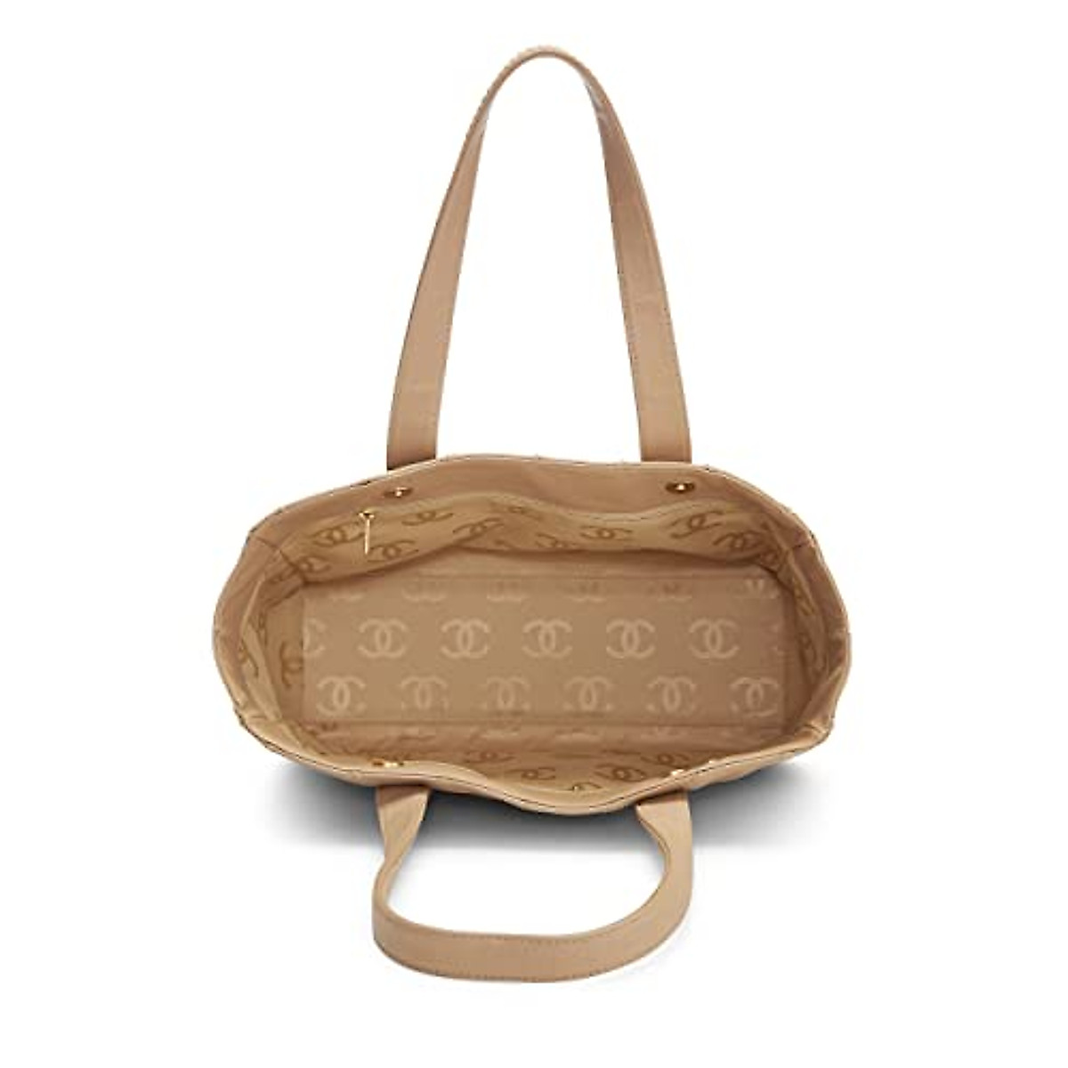 CHANEL, Pre-Loved Beige Calfskin Wild Stitch Tote Large, Beige