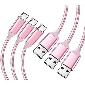 USB C Cable Pink 10 ft 3-Pack, Long Quick Charger Cord, Android Type C Fast Charging Cable for OnePlus Nord N200/N100, LG Stylo 6 5 4, Samsung Galaxy S10 S9 S8 A31, Note 9 Plus, Tab S6/S5e, Sony PS5