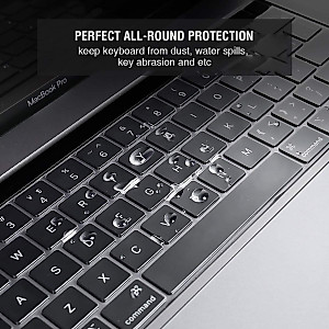 EooCoo Keyboard Cover Ultra Thin Compatible with MacBook Pro 13 inch 2024-2020 M2 M1 A2338 A2289 A2251 & MacBook Pro 16 inch A2141 2019 Release with Touch Bar & Retina Display, Clear