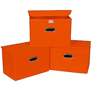 NieEnjoy Fabric Storage Cube Bins with Lids Closet Organizers collapsible storage bins basket with Handles,Storage Boxes for Organizer,3 Pack (Black)