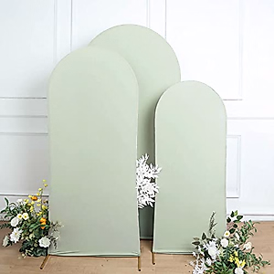 Efavormart Set of 3 | Matte Sage Green Spandex Fitted Wedding Arch Covers for Round Top Chiara Backdrop Stands - 5ft, 6ft, 7ft