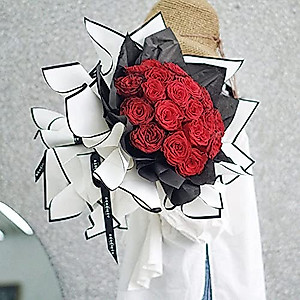 20 Sheets black and white border Flower Wrapping Paper Florist Bouquet Supplies Waterproof Thicken Floral Wrapping Paper Gift or Gift Box Packaging Paper 23 x 23 inch (Black Edge & White)