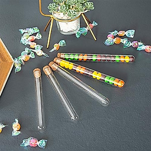 BKMAMLAB Glass Test Tube Set 24pcs 80ml Glass Test Tubes 25 x 200mm with Cork Stoppers and 1pcs 24 Holes Plastic Tubes Rack for Test Lab Tubes