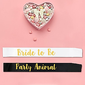 EOUYT 16 Pack Amazing Bachelorette Party Sashes 1 White Bride to be Sash and 15 Black Bridesmaid Sashes for Bachelorette Party,Bridal Party,Engagement Party