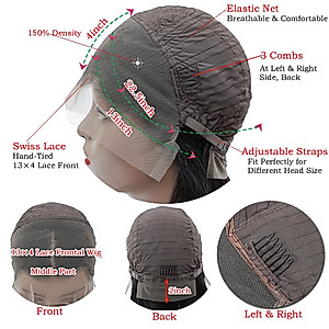 Sogram Bob Wig Human Hair Straight 12 Inch 13x4 Lace Front Wigs Human Hair 180% Density Pre Plucked with Baby Hair Short Bob Transparent Lace Frontal Wigs for Black Women