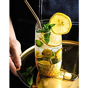 Reusable Metal Straws 50Pack.Ultra Long 10.5”Gold Color Stainless Steel Drinking Straws in Bulk For Wholesale.265x6mm Straight Curved Straws for 20/30oz Tumblers Yeti (50pcs all bent Gold-10.5")