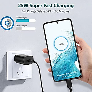 Galaxy S23 Charger Block, 25W USB C Super Fast Type C Charging Block Wall Plug for Samsung Galaxy S23/S23 Ultra/S23 Plus/S22/S21/S20/Z Fold 3/Z Fold 4/Note20/Note 10/iPhone 14/13/Tablets