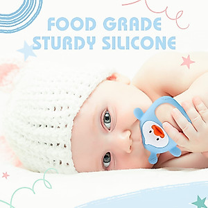 Baby Teething Toys, Duck Baby Teether Toy for Babies 3+ Months, Baby Chew Toys for Sucking Needs, Never Drop Silicone Baby Mitten Teether for Soothing Teething Pain Relief Green