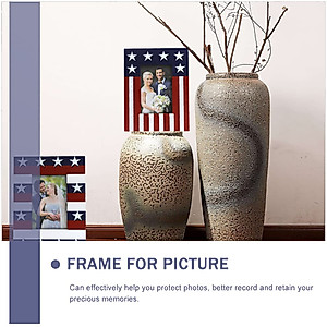 ABOOFAN American Flag Picture Frame Independence Day Wooden Flag Frame Desktop Display Photo Frame Christmas Memories Day Gift Supplies (Suitable for 4X6)