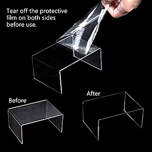 Hedume 16 Pack Clear Acrylic Display Risers, 4.4" x 3.2" x 2.2" Display Stand for Figures, Buffets, Dessert, Cupcakes, Candy, Jewelry and Collectibles