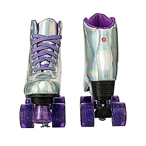 YYW Roller Skate for Women Men Light up Wheel - Double Roller Skater High-top PU Leather Roller Skate Shoes Adjustable PU Roller Skates with Four Piles for Adult Girls Beginners