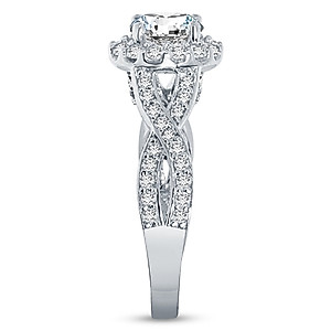 Size - 10-14k White Gold Round Infinity Twist Halo Cross Over Solitaire Engagement Ring CZ Cubic Zirconia (1.50cttw., 1.0ct. Center)