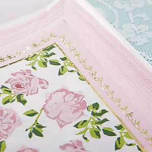 Kate Aspen Vintage Floral Tea Party Napkins - Pink (Set of 30) - Perfect for Weddings, Bridal Showers, Baby Showers, Birthdays