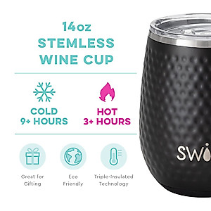 Swig Life 14oz Insulated Wine Tumbler with Lid | Discontinued Prints | Dishwasher Safe, Holds 2 Glasses, Stainless Steel Outdoor Wine Glass (Swirled Peace)