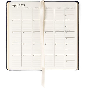 Graphic Image 2023 Pocket Datebook Planner Journal, Genuine Leather, Bound in The USA, 6", White Gold