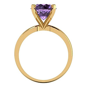 Clara Pucci 3.0 ct Round Cut Solitaire VVS1 Alexandrite Wedding Bridal Designer Anniversary Engagement Ring in 14k Yellow Gold Size 9