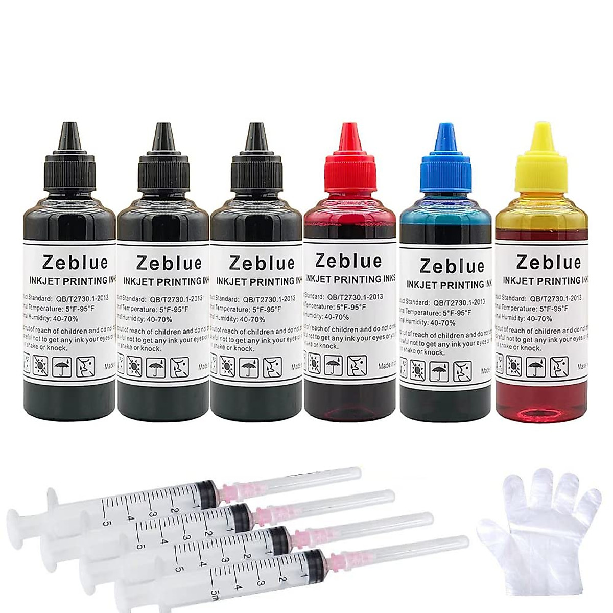 Zeblue 4 Colors Inkjet Printer Ink Refill Kit for Canon All Printers MG PG 240 243 245 CL 241 244 246 XL Inkjet Cartridges CISS System Color Set with 4 Free Syringes Print Ink(100/Bottle, 3BK/C/M/Y)