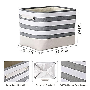 TheWarmHome Extra Large Cube Storage Bins Baskets for Organizing, Sturdy Fabric Storage Basket Cube W/Handles, Decorative Foldable Storage Baskets for Shelves Closet Nursery Toy (3 Pack 16×12×12inch)