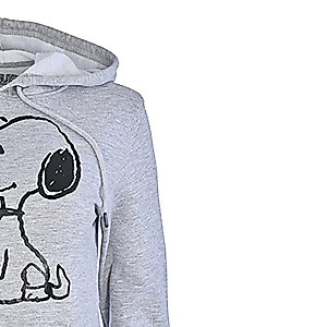 Peanuts Ladies Snoopy Fashion Hoodie - Ladies Classic Snoopy Fleece Sweatshirt Foil Sweatshirt (Heather Grey, 3X-Large)